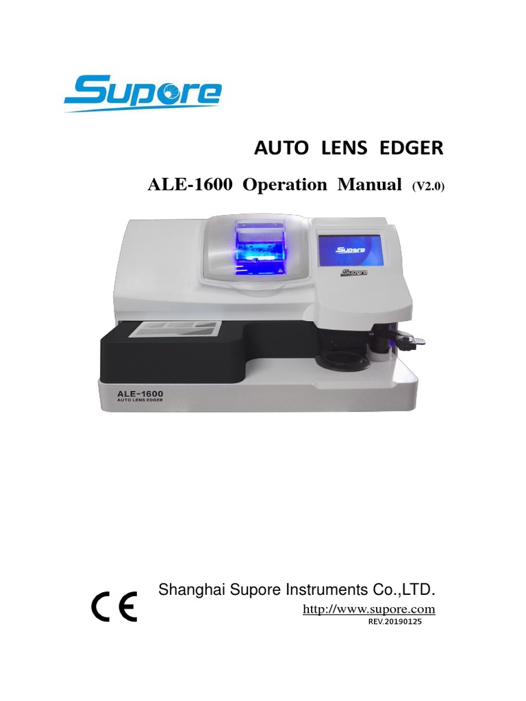 Auto Lens Edger: ALE-1600 Operation Manual | PDF | Image Scanner | Ac ...