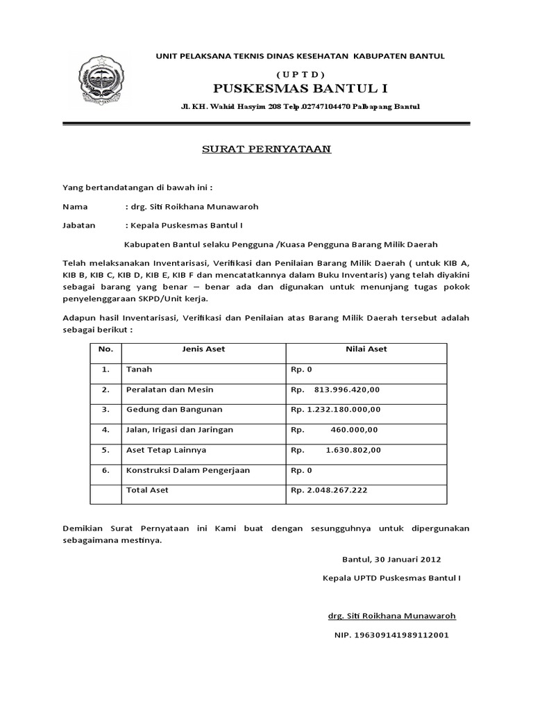 SURAT PERNYATAAN Kepala SKPD | PDF