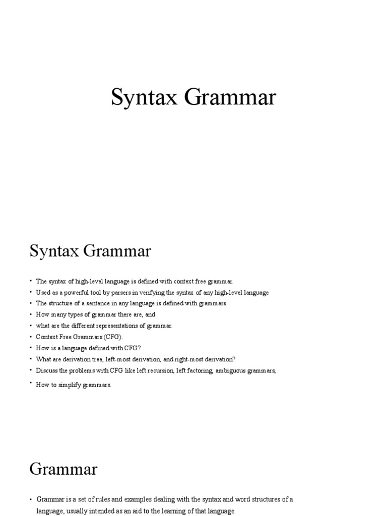 L4 SYntax Grammar | PDF | Syntax (Logic) | Theoretical Computer Science