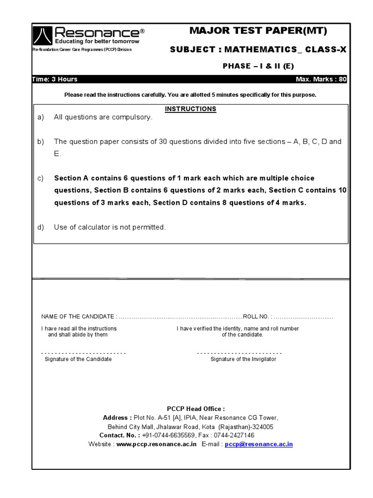 A Resonance Study Material For Science Students | PDF | Triangle | Circle
