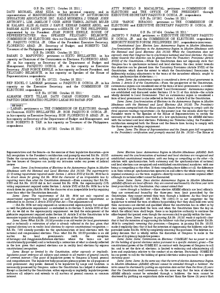 Datu Michael Abas Kida, Et Al. v. Senate of The Philippines, Et Al., GR ...
