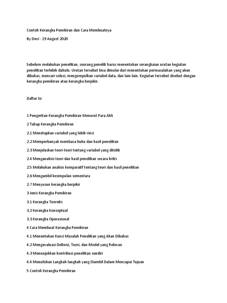 Contoh Kerangka Pemikiran Dan Cara Membuatnya | PDF