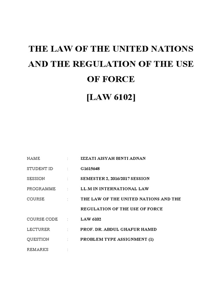 UN Law and Use of Force Analysis | PDF | United Nations Security ...