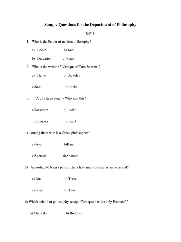 Philosophy Exam Sample Questions | PDF | Argument | Cognition