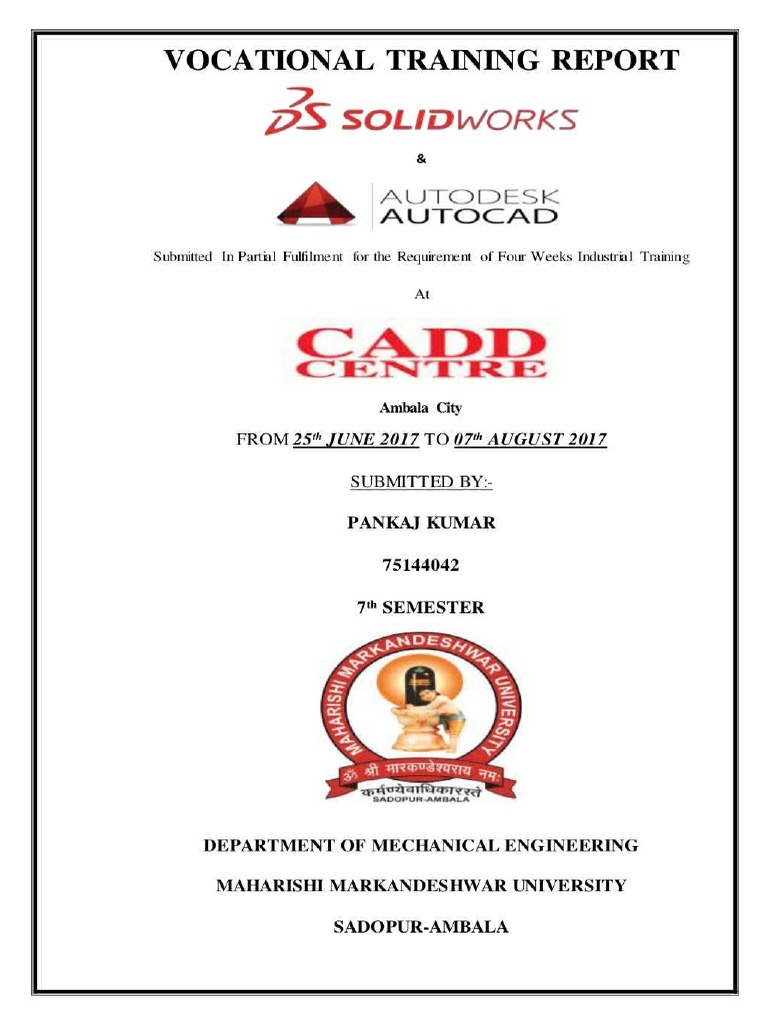 Solidworks Training Report | PDF