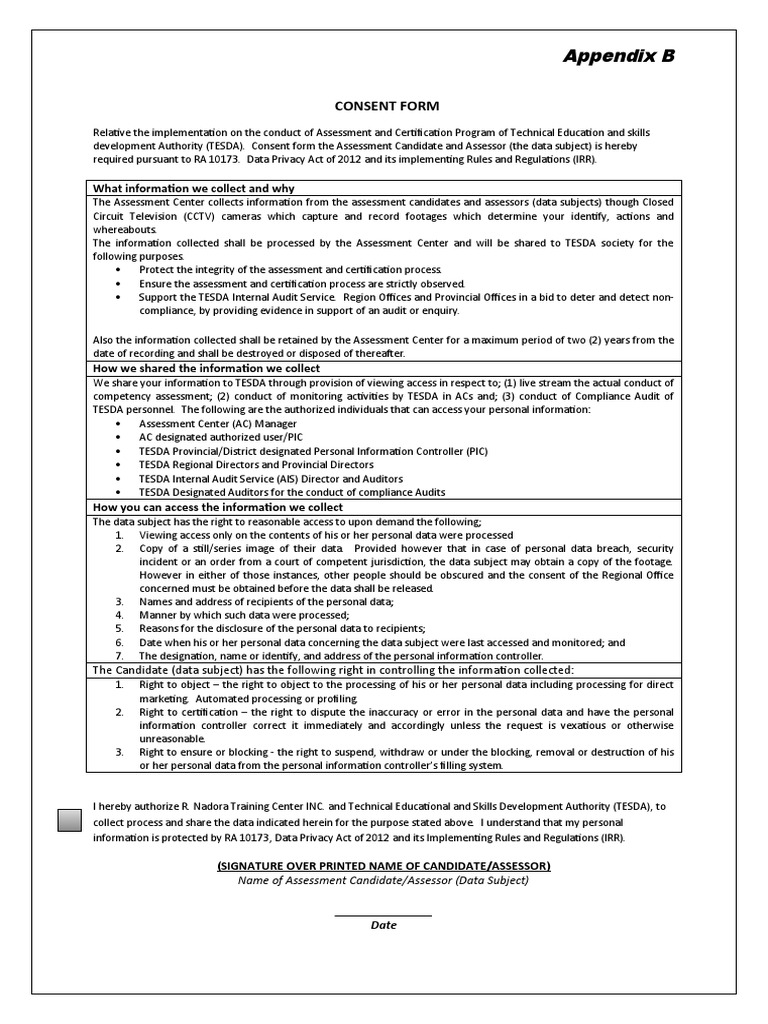 Appendix B: Consent Form | PDF | Audit | Information