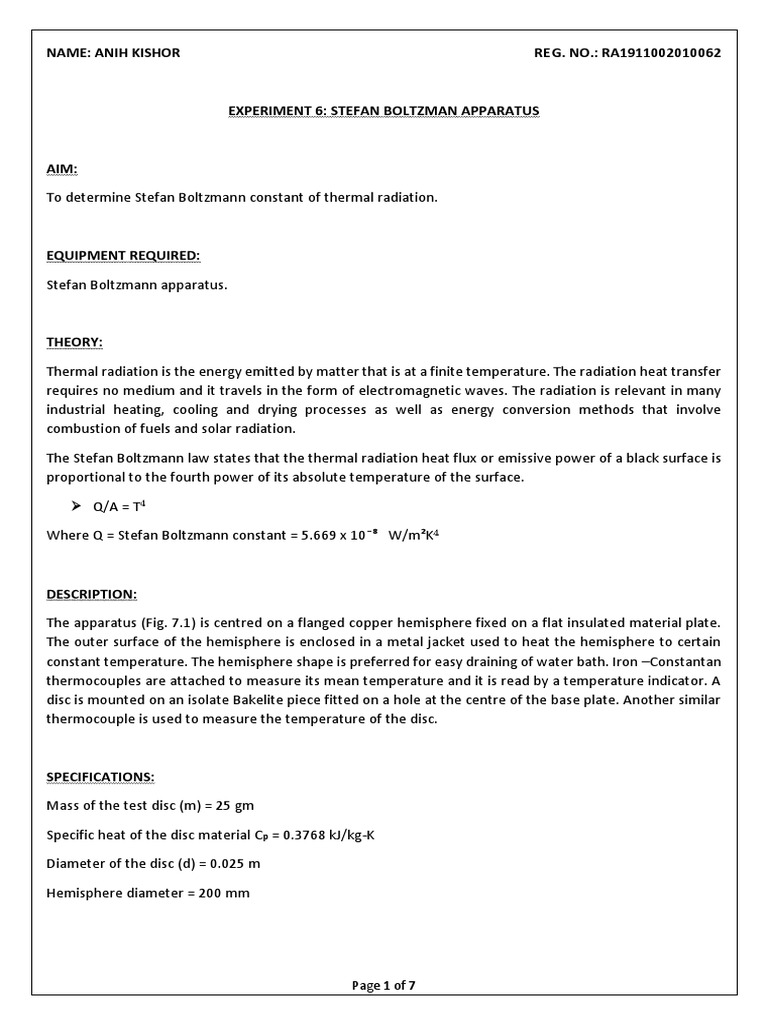 HMT Ex. 6 (RA1911002010062) | PDF | Electromagnetic Radiation | Physical Chemistry