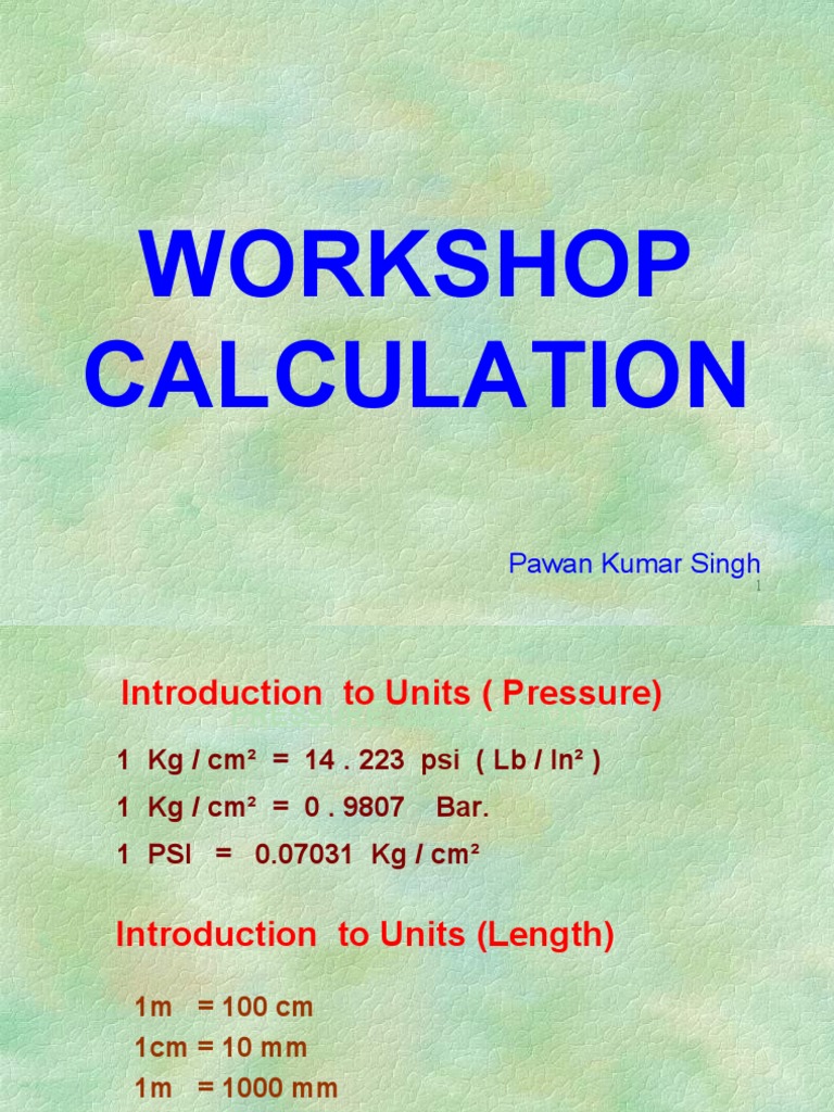 Workshop Calculation: Pawan Kumar Singh | Download Free PDF ...