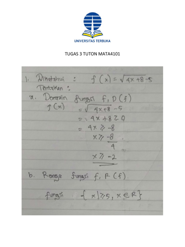 Tugas 3 Tuton Mata4101 | PDF