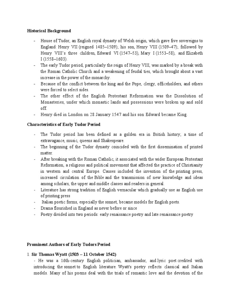 Literature in The Early Tudor Period | PDF | English Literature | Poetry