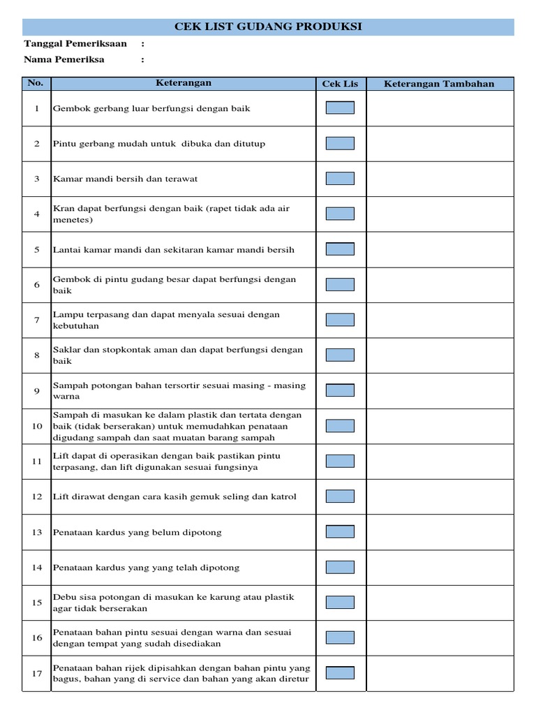 Cek Lis Gudang 2 | PDF