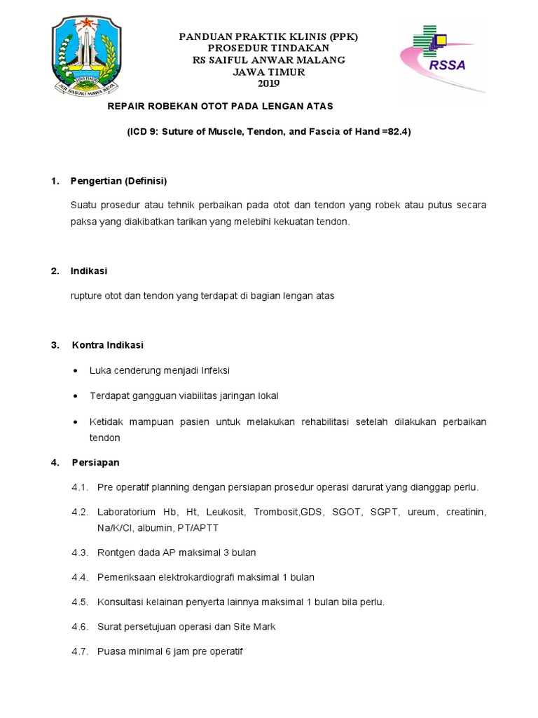 PPK Repair Robekan Otot Pada Lengan Atas | PDF
