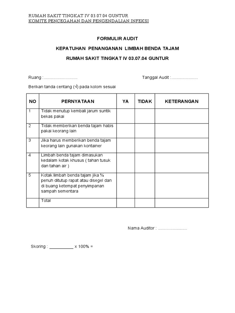 Formulir Audit Ppi | PDF