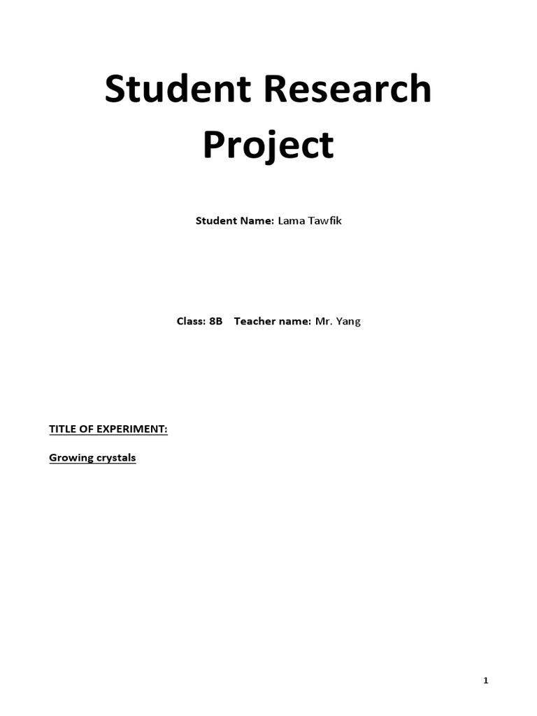 Student Research Project Science Report | Download Free PDF | Water ...