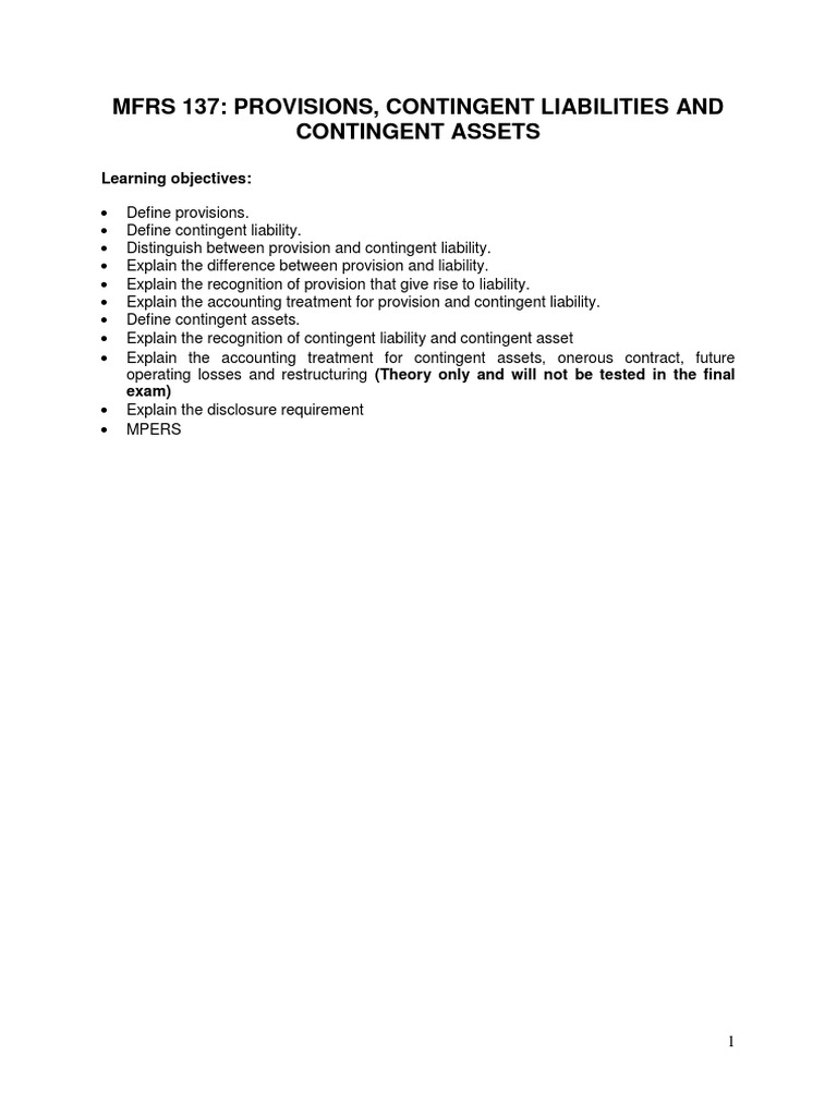 MFRS137 - Prov, CL & CA | PDF | Accrual | Risk