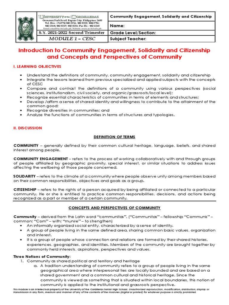 Module 1 Cesc | PDF | Community | Institution