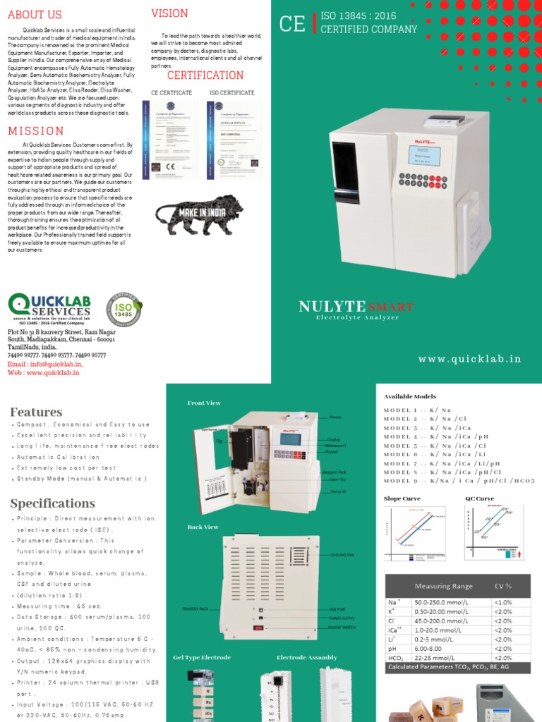 Nulyte Smart Electrolyte Analyzer | PDF | Ph | Sodium
