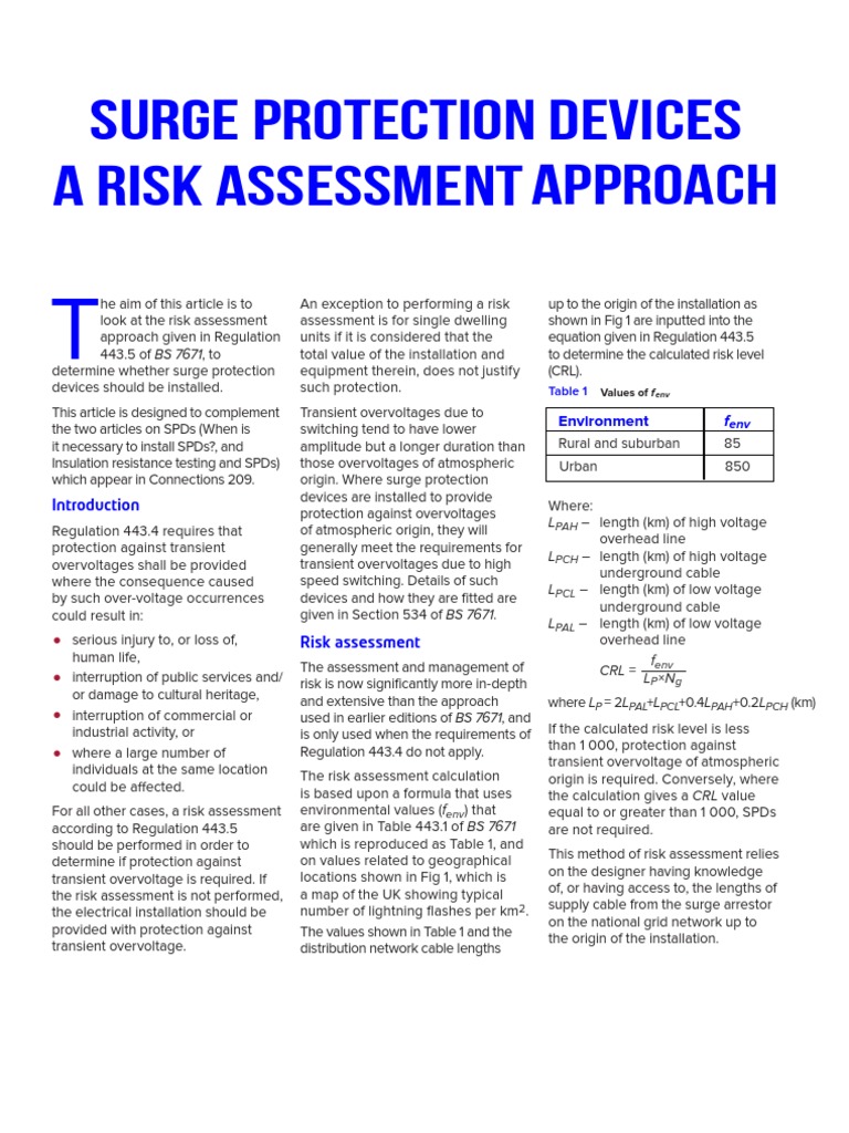 Surge Protection Devices A Risk Assessment Approach | PDF | Risk ...
