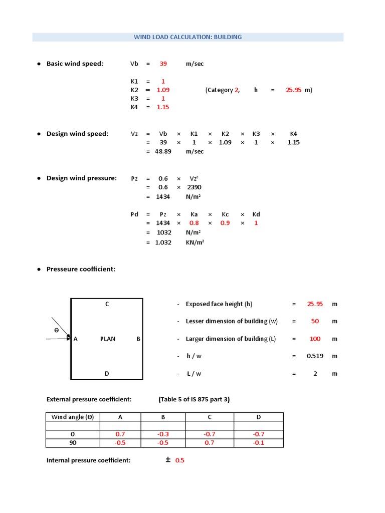 Basic Wind Speed:: Wind Load Calculation: Building | PDF | Chemical ...