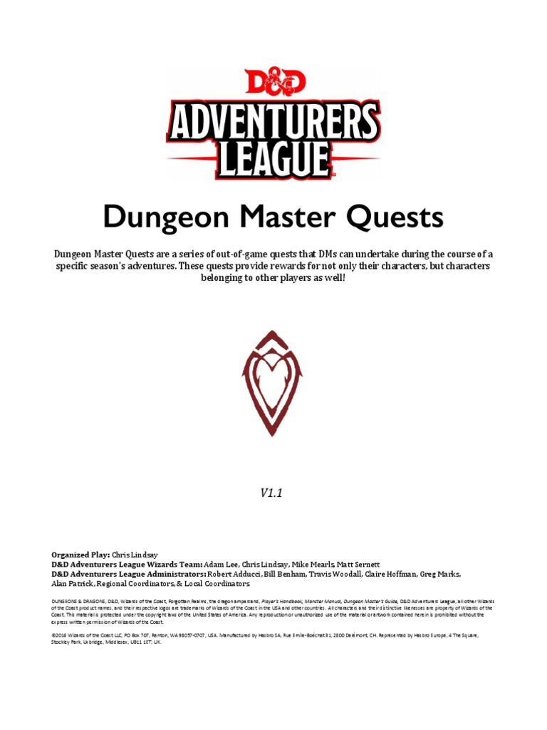 CoS - DM Quests v1.1 | PDF