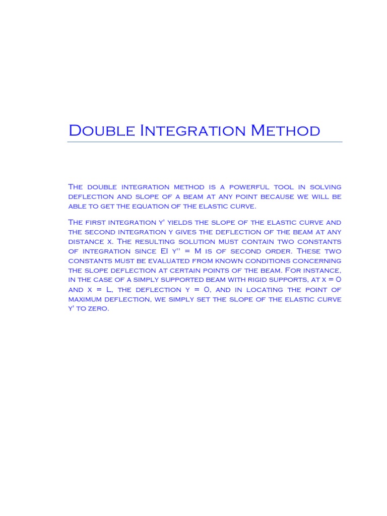 Double Integration Method | PDF | Beam (Structure) | Deformation ...