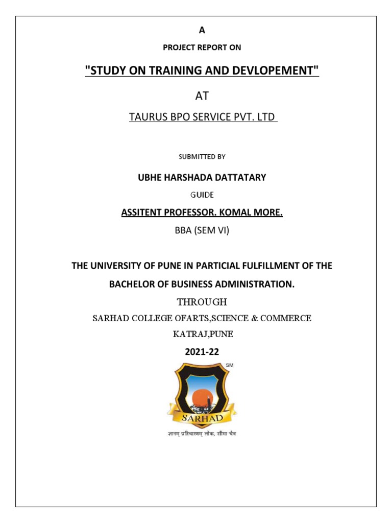 "Study On Training and Devlopement": Taurus Bpo Service Pvt. LTD | PDF ...