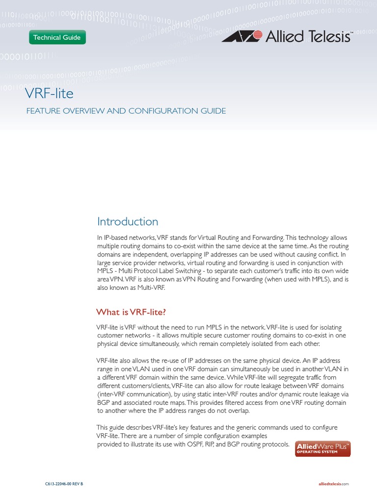 Vrf-Lite Feature Config Guide | PDF | Virtual Private Network | Routing