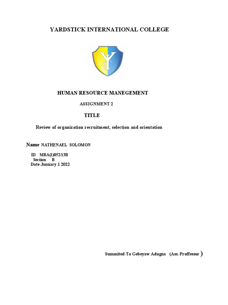 YARDSTICK INTERNATIONAL COLLEGE - Docx NATI HMR | PDF | Recruitment ...