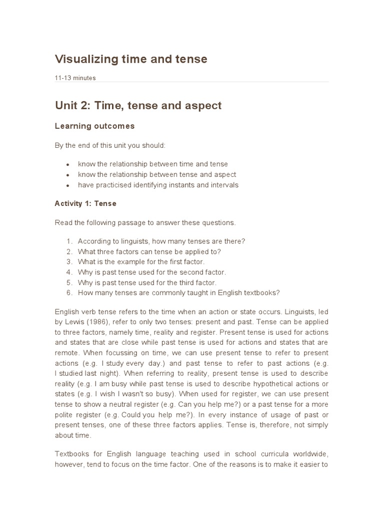Visualizing Time and Tense | PDF | Grammatical Tense | Verb