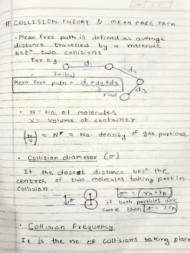Collision Thry & Mean Free Path Hs | PDF | Physical Chemistry
