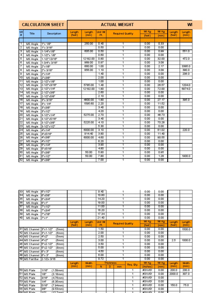 Calculation Sheet | PDF