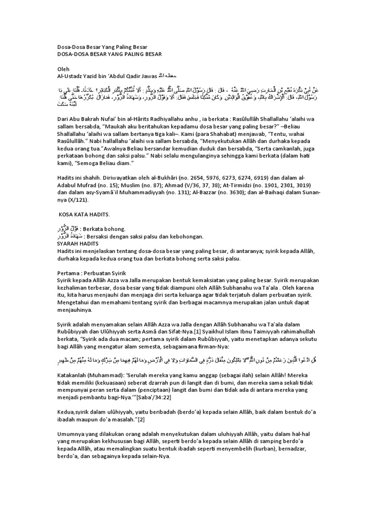 Dosa Dosa Besar | PDF