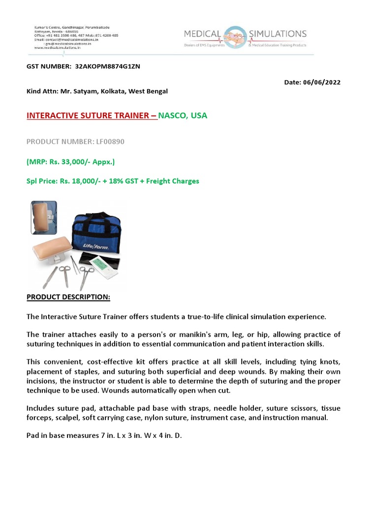 Interactive Suture Trainer Interactive Suture Trainer - : Nasco, Usa ...