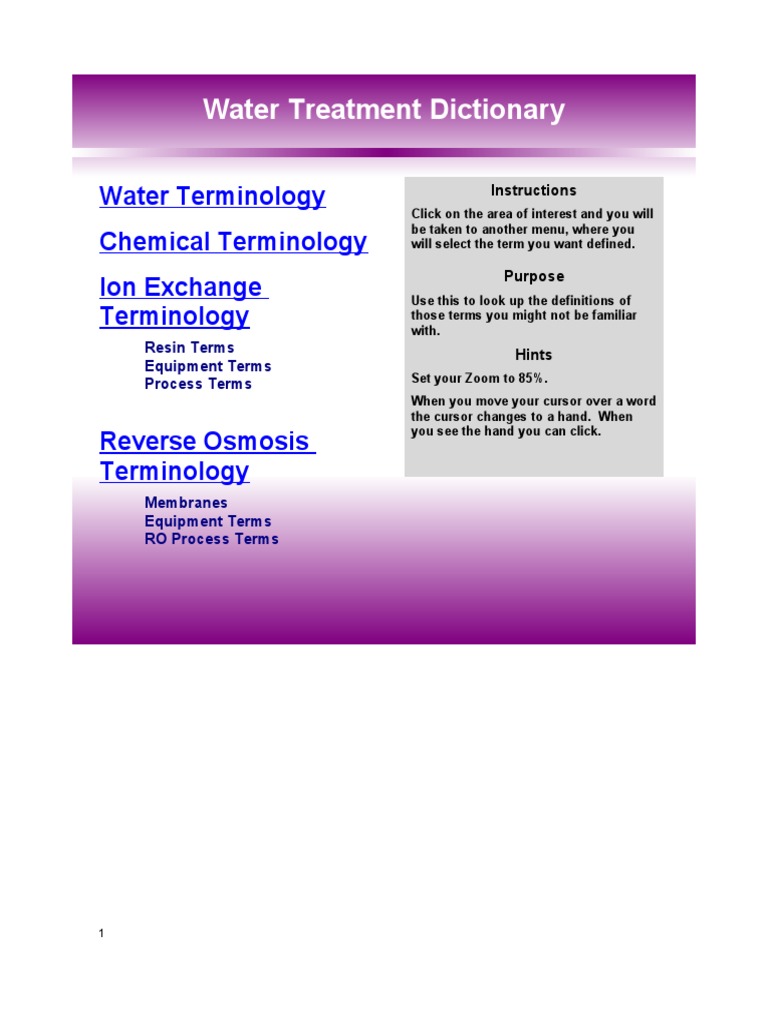 Water Treatment Dictionary | PDF | Chlorine | Solubility