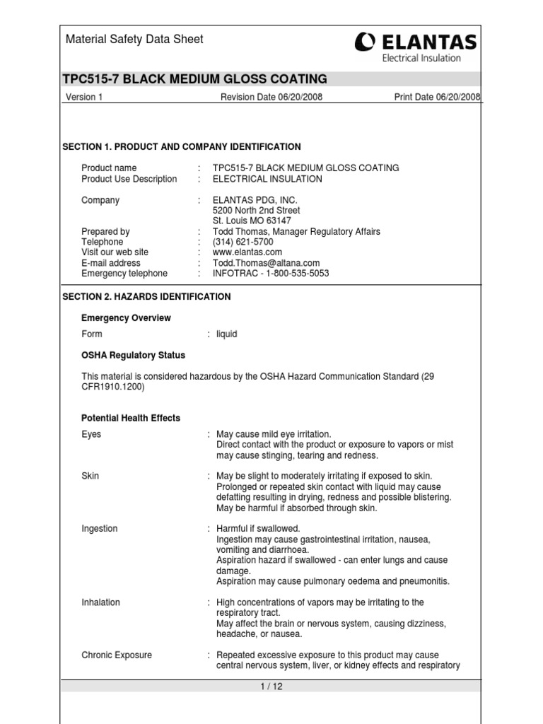Ranvar Trispec TPC-515-7 MSDS | PDF | Combustion | Water