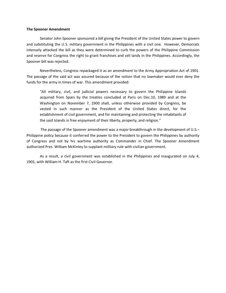 The Spooner Amendment | PDF