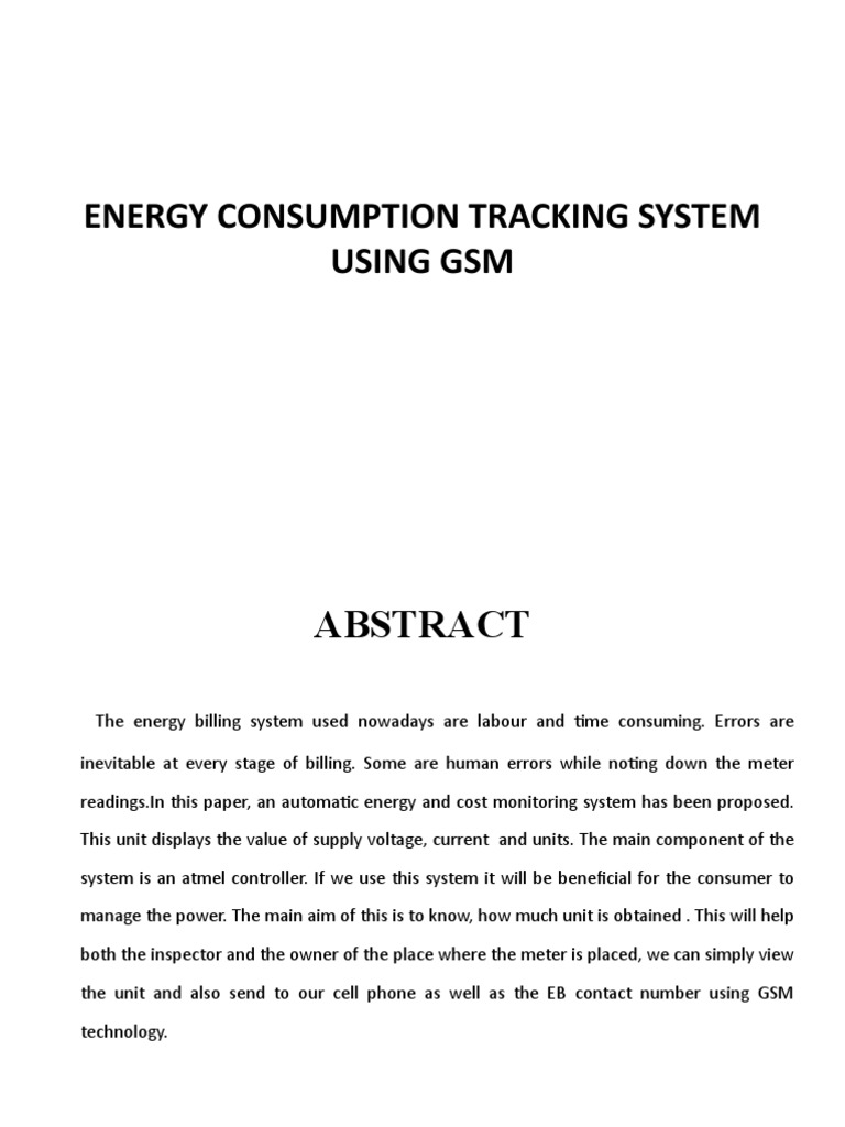 Energy Consumption Tracking System Using GSM | PDF | Automation ...