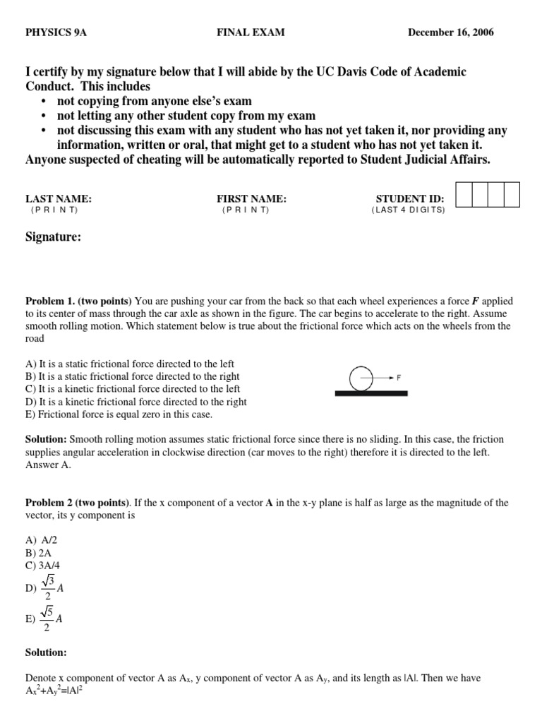 Practice Final Exam | PDF | Rotation Around A Fixed Axis | Speed