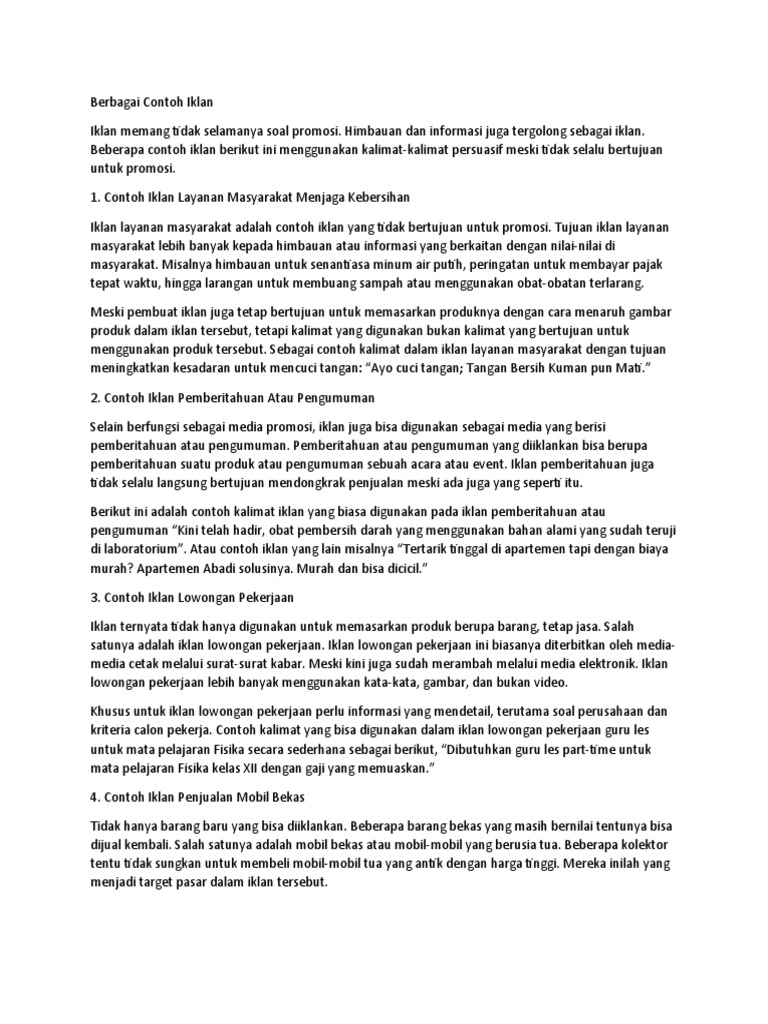 Berbagai Contoh Iklan | PDF