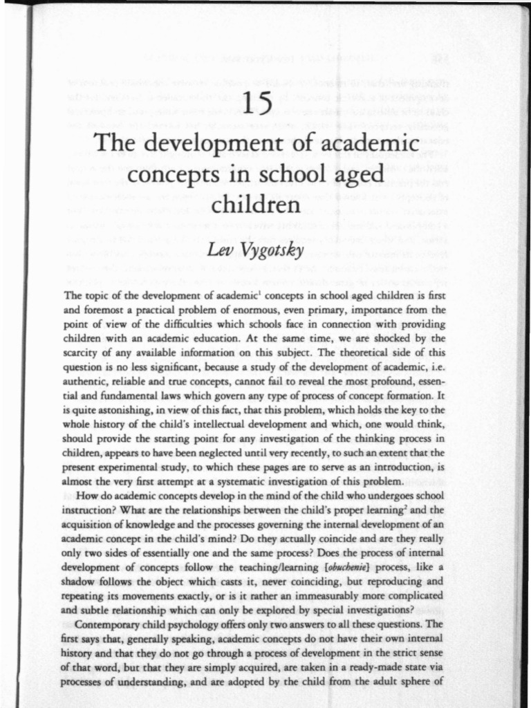 The Development of Academic Concepts in School Aged Children | PDF