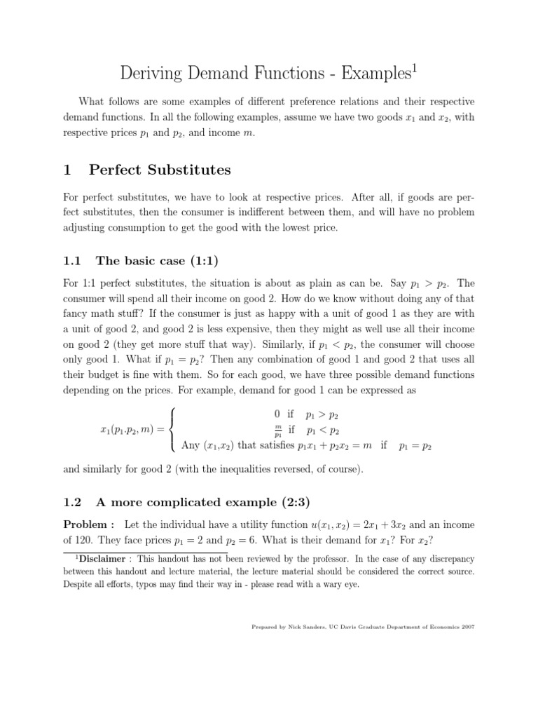 Deriving Demand Functions from Utility | PDF | Demand | Demand Curve