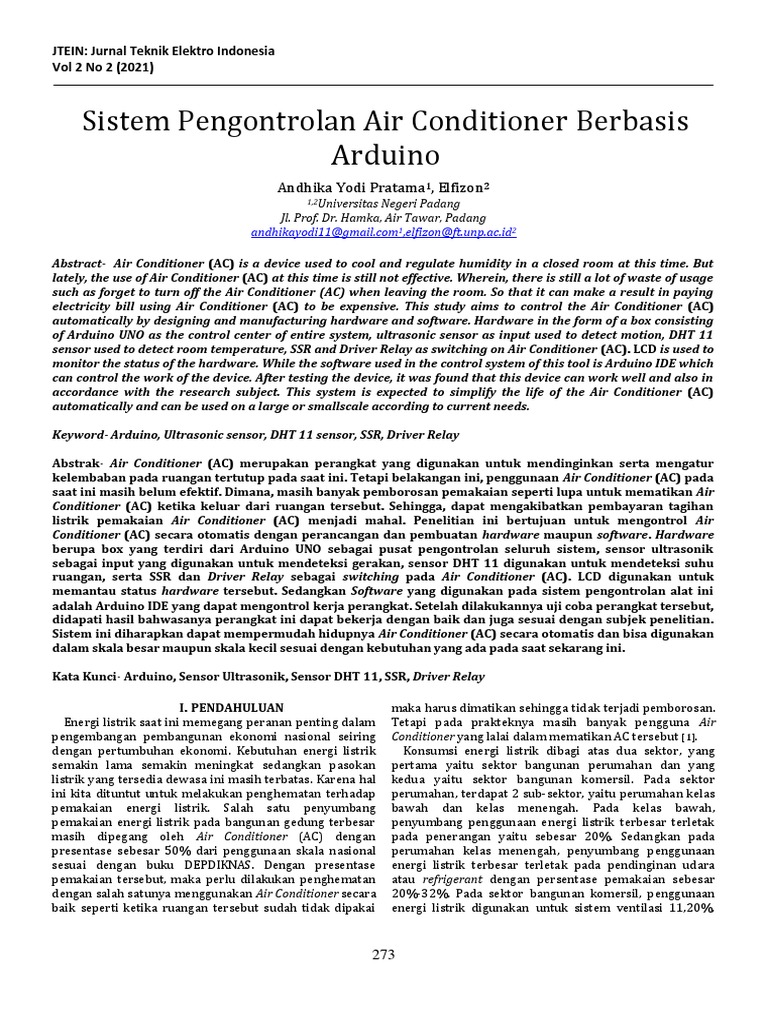 Sistem Pengontrolan Air Conditioner Berbasis Arduino Pdf