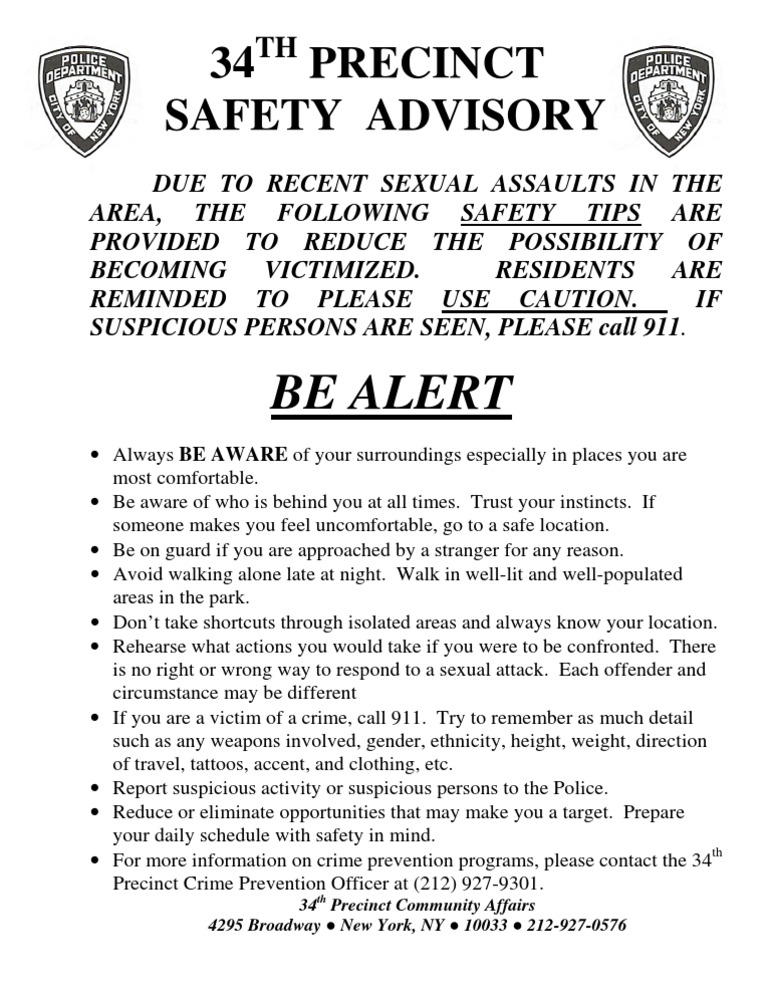 34 Precinct Safety Advisory: Be Alert | PDF