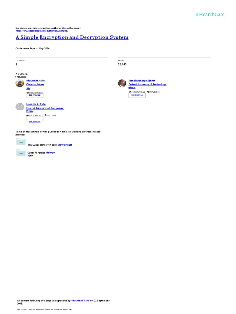 A Simple Encryption and Decryption System | PDF | Encryption | Key ...