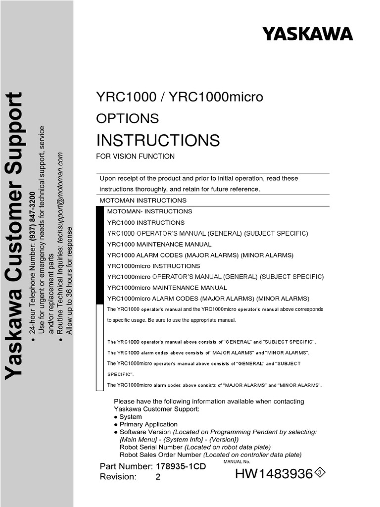 Instructions: YRC1000 / YRC1000micro Options | PDF | Hazards | Parameter (Computer Programming)