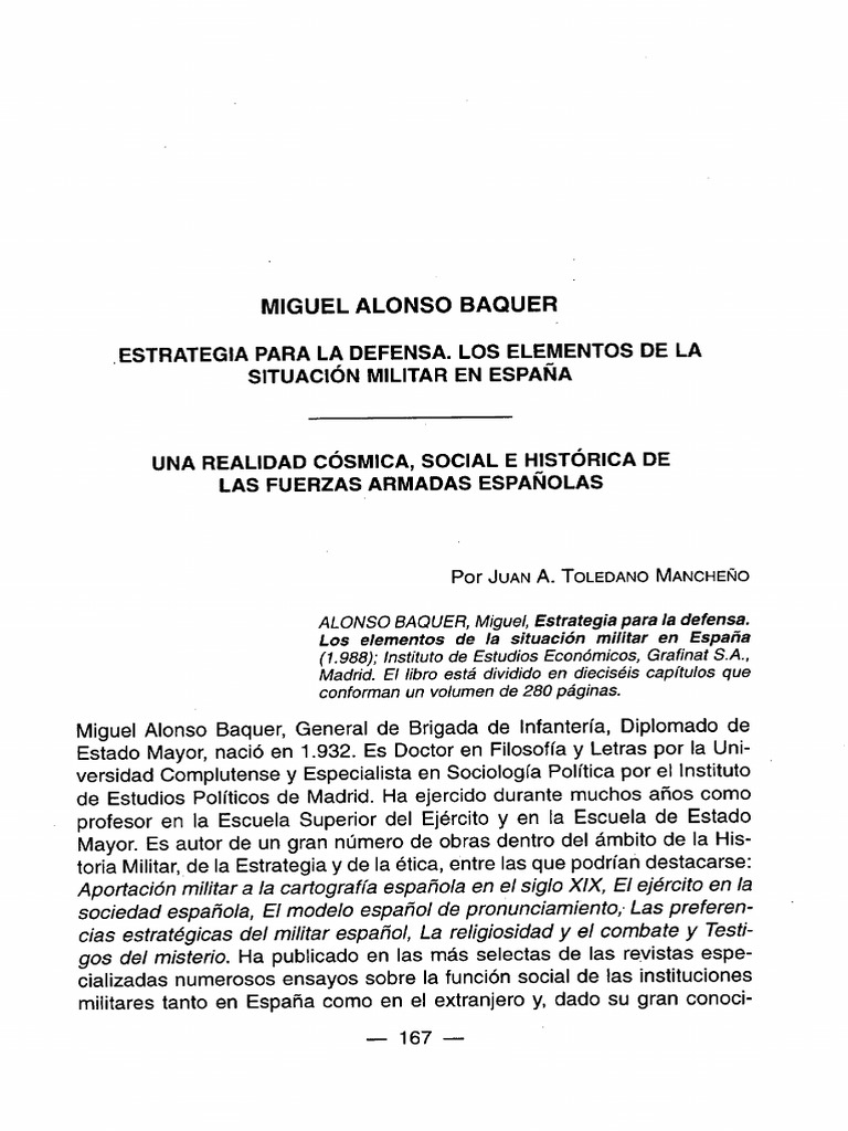 Miguel Alonso Baquer Estrategia para La Defensa. Los Elementos de La ...