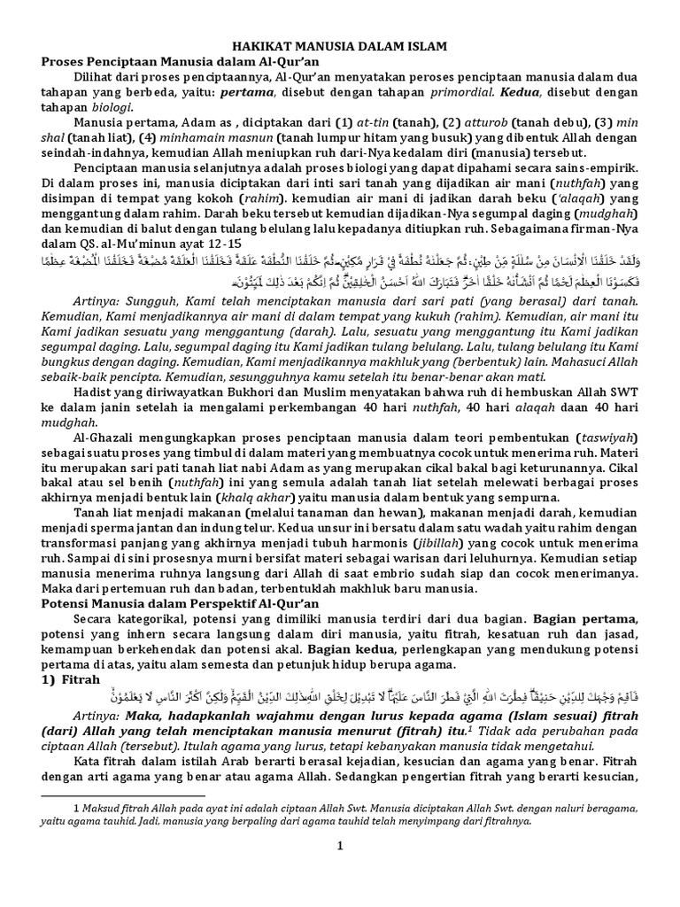Hakikat Manusia Dalam Islam | PDF | Agama & Spiritualitas