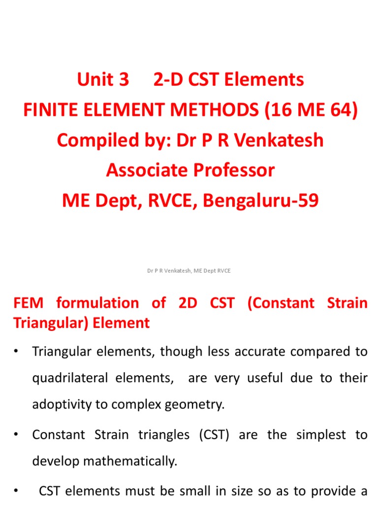 Unit 3 2 D Cst Element Download Free Pdf Finite Element Method Linear Algebra 