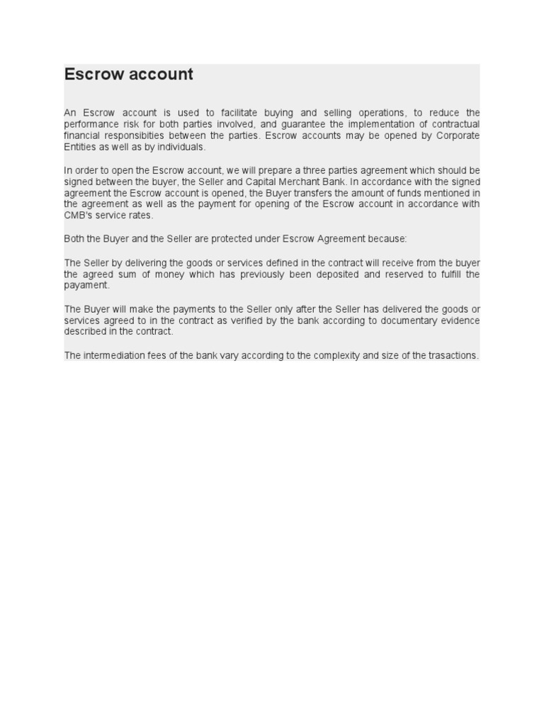 Escrow Account | PDF | Property | Money