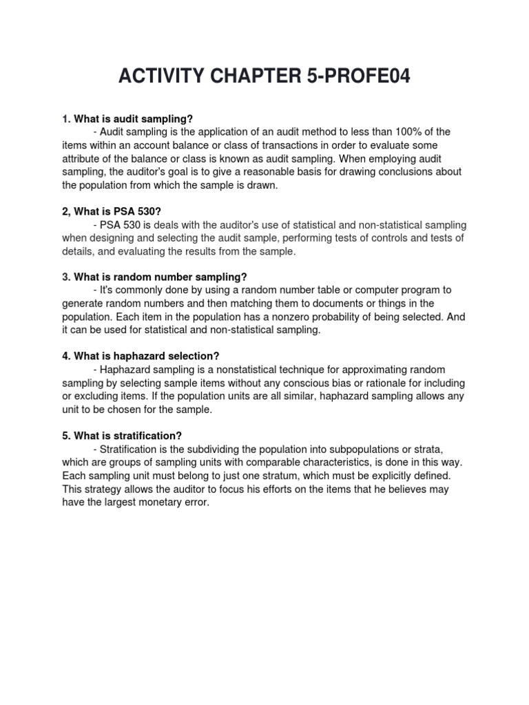 Activity Chapter 5-Profe04: What Is Audit Sampling? | PDF